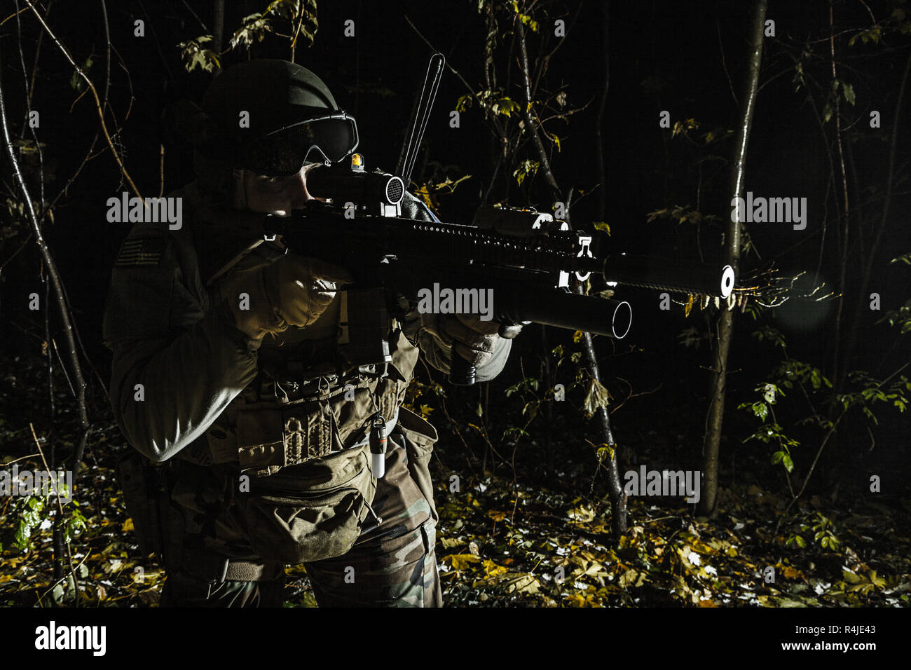 Marsoc raider aiming weapons Stock Photo - Alamy
