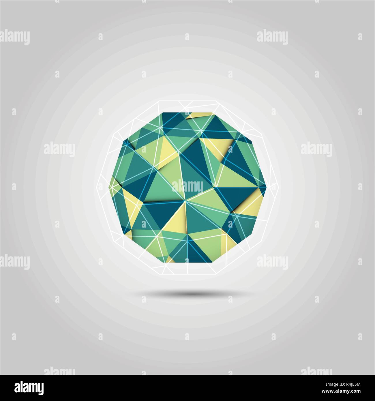 Green and Yellow sphere mosiac polygon shape vector icon Stock Vector ...