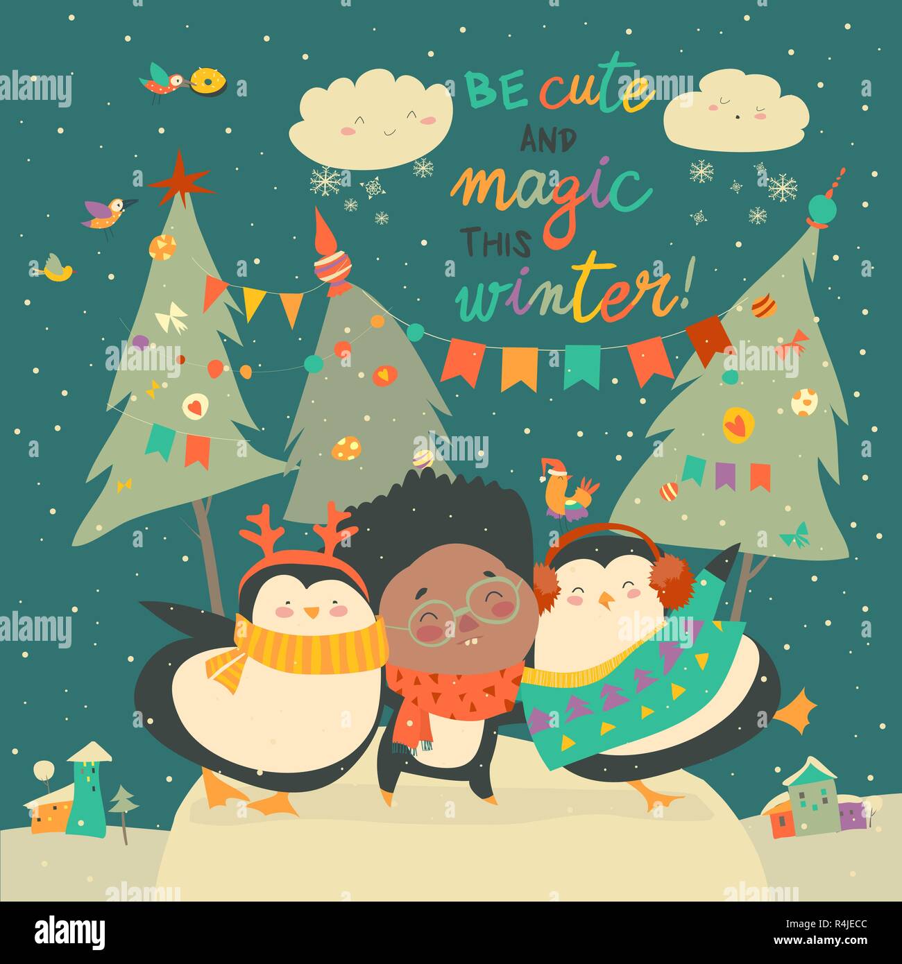 Happy african american xmas Stock Vector Images - Alamy