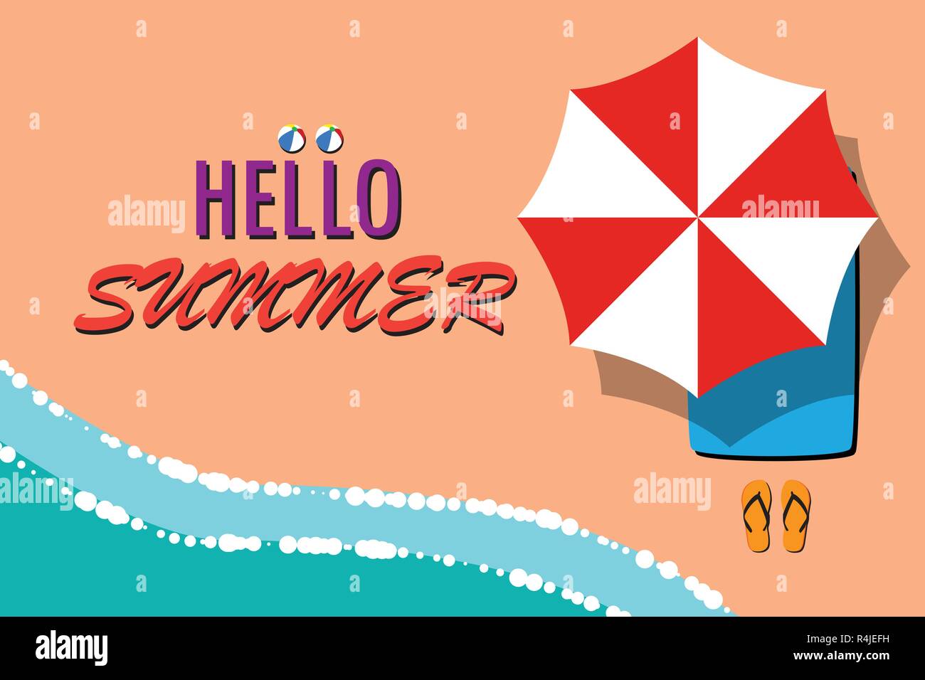 Hello summer with the beach message Stock Vector Image & Art - Alamy