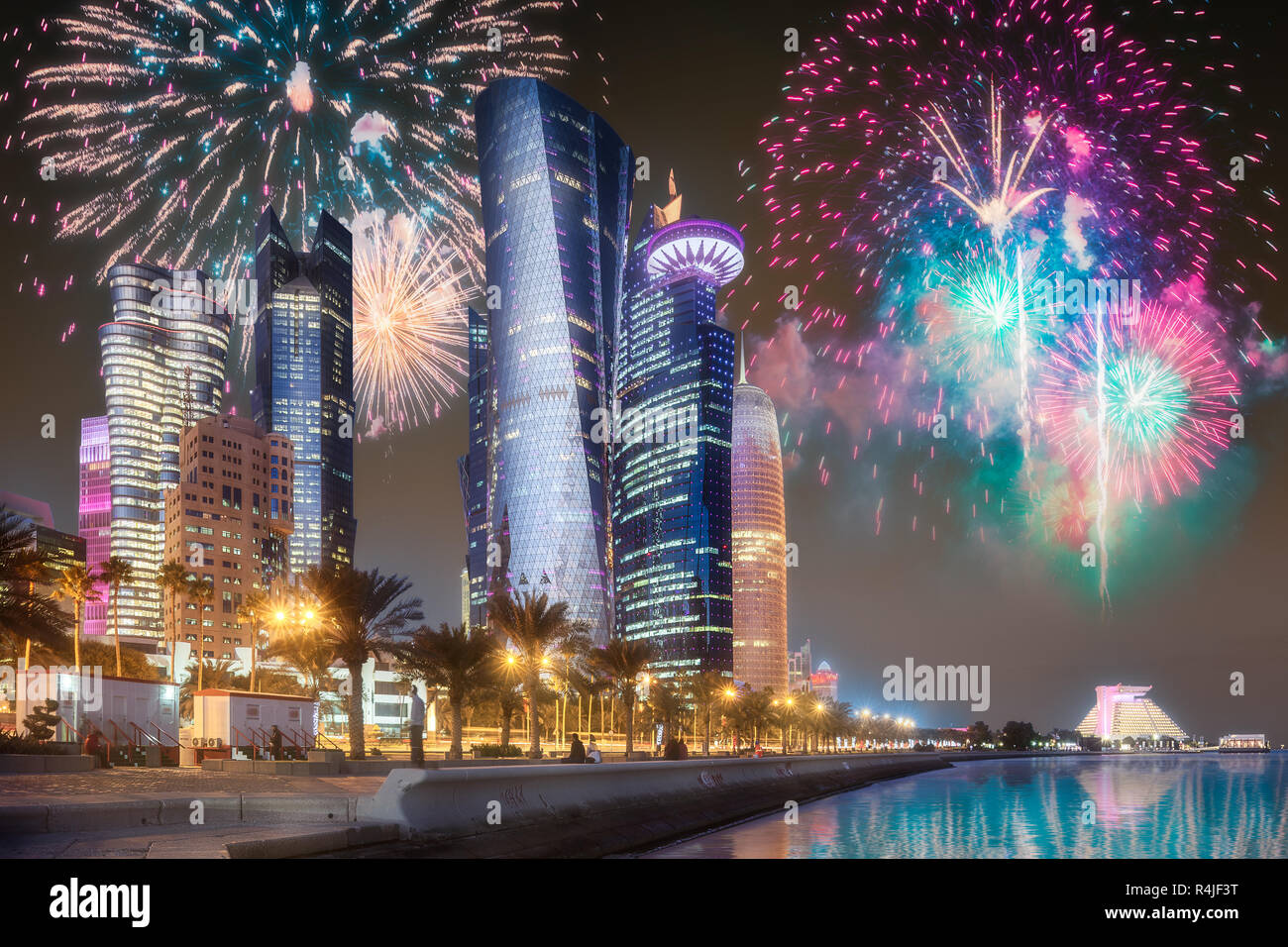 Beautiful fireworks above park hi-res stock photography and images - Alamy