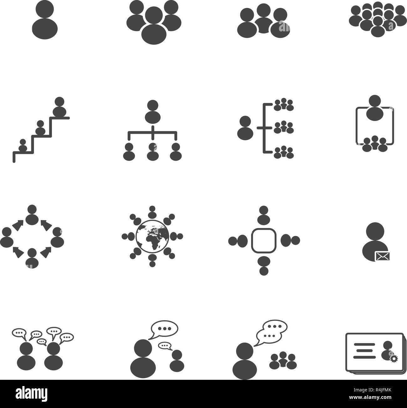 People in workplace icons set on Isolated white background. Officer and ...