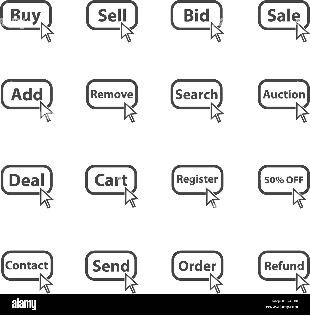 Online shopping button icon set. illustration vector. Internet and ...