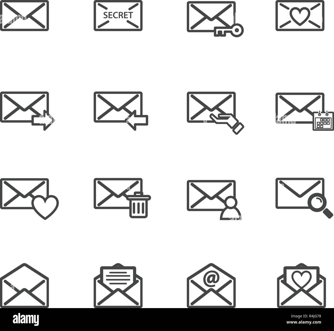 Envelope letter and e-mail vector icon set. Electronics and computer ...