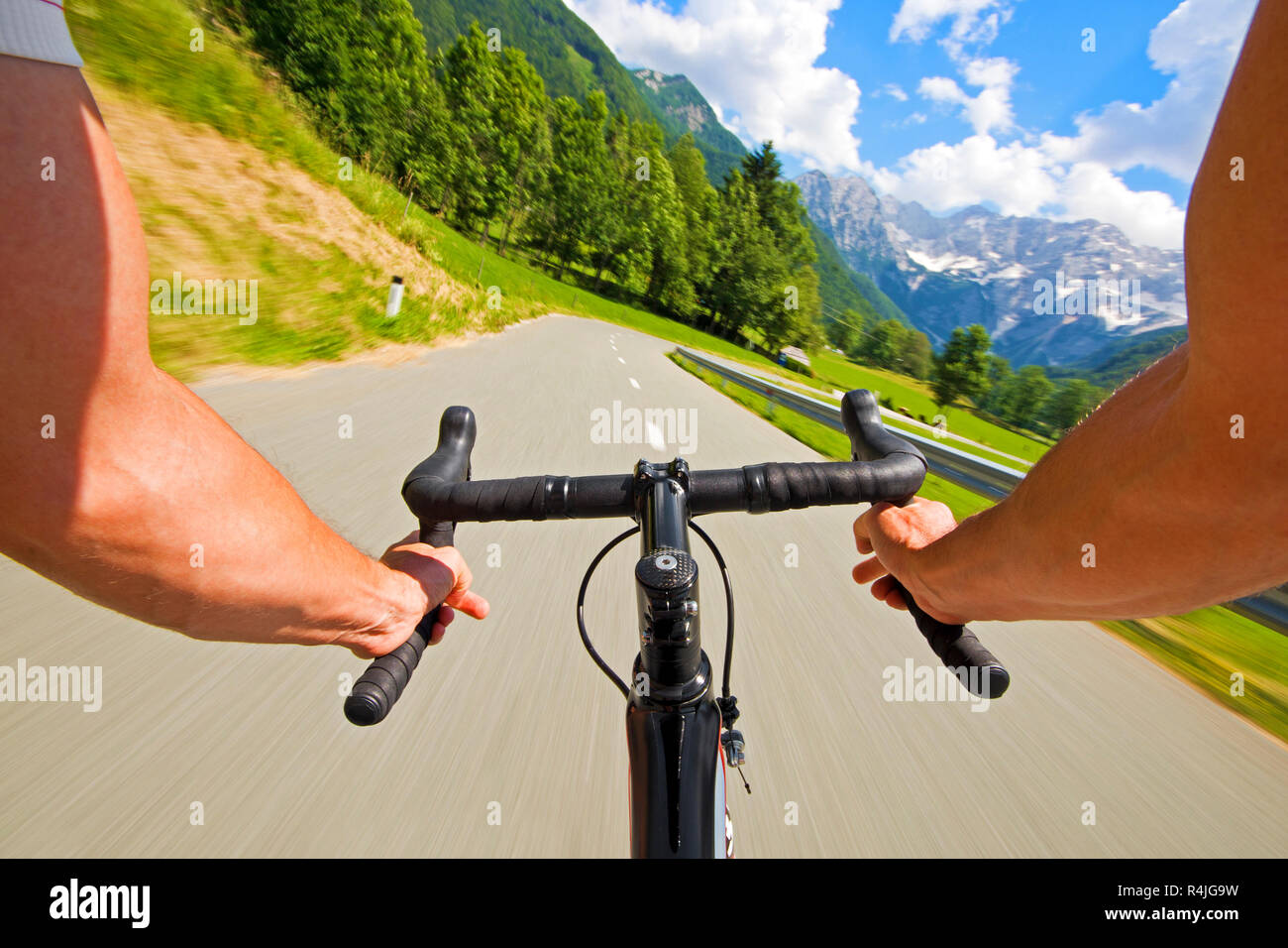 Road cycling wide angle speed shoot. Landscape cycling in road Stock ...