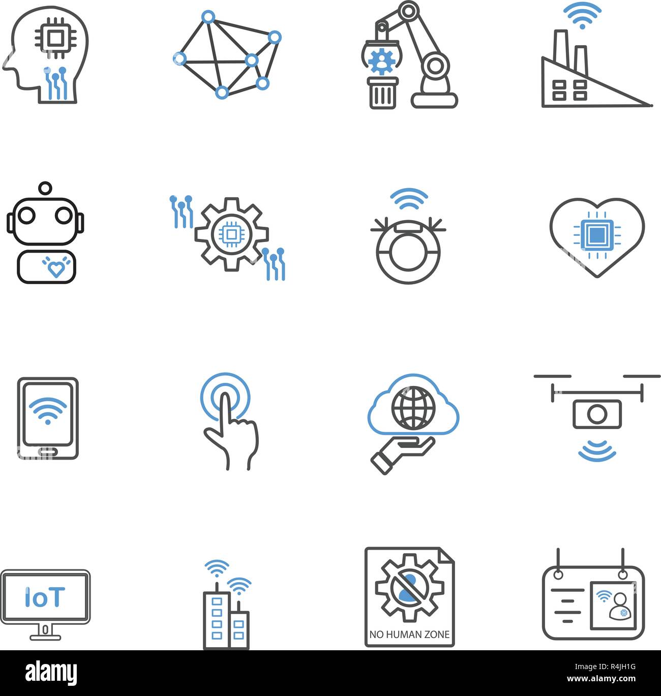 Internet of things and Automation robotic icons. Technology and ...