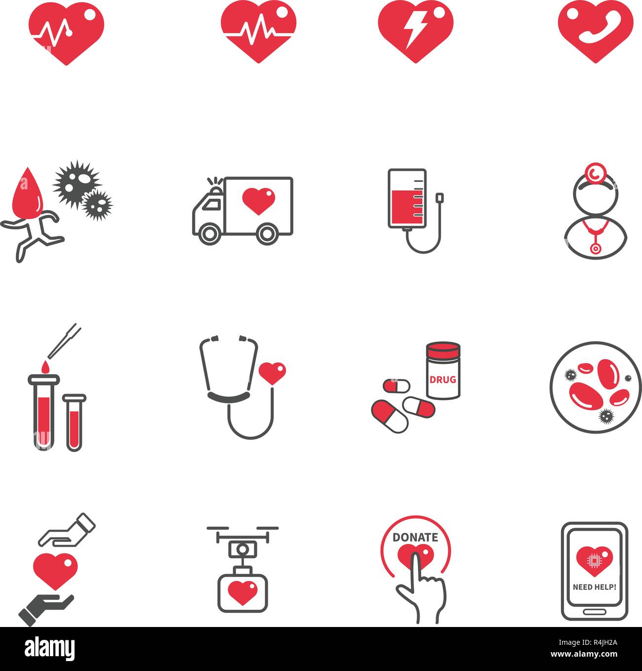 Heart medical care icons. Healthcare and Technology concept. Emergency ...