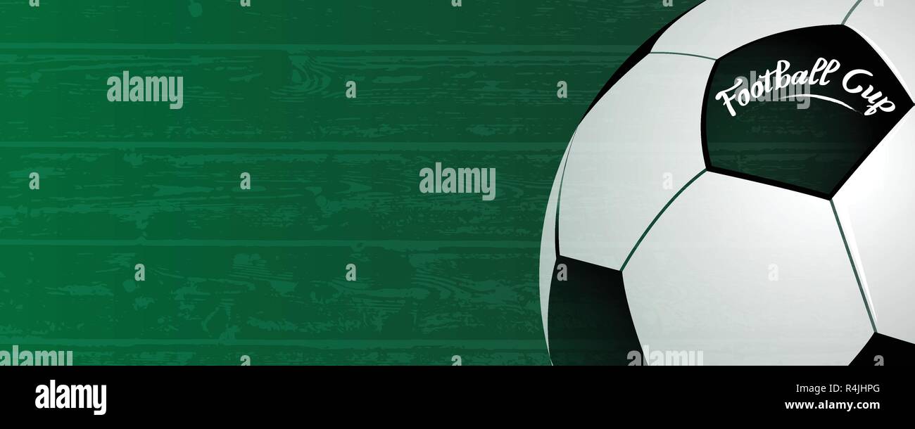 Football cup background. Classic ball on grunge green field background ...
