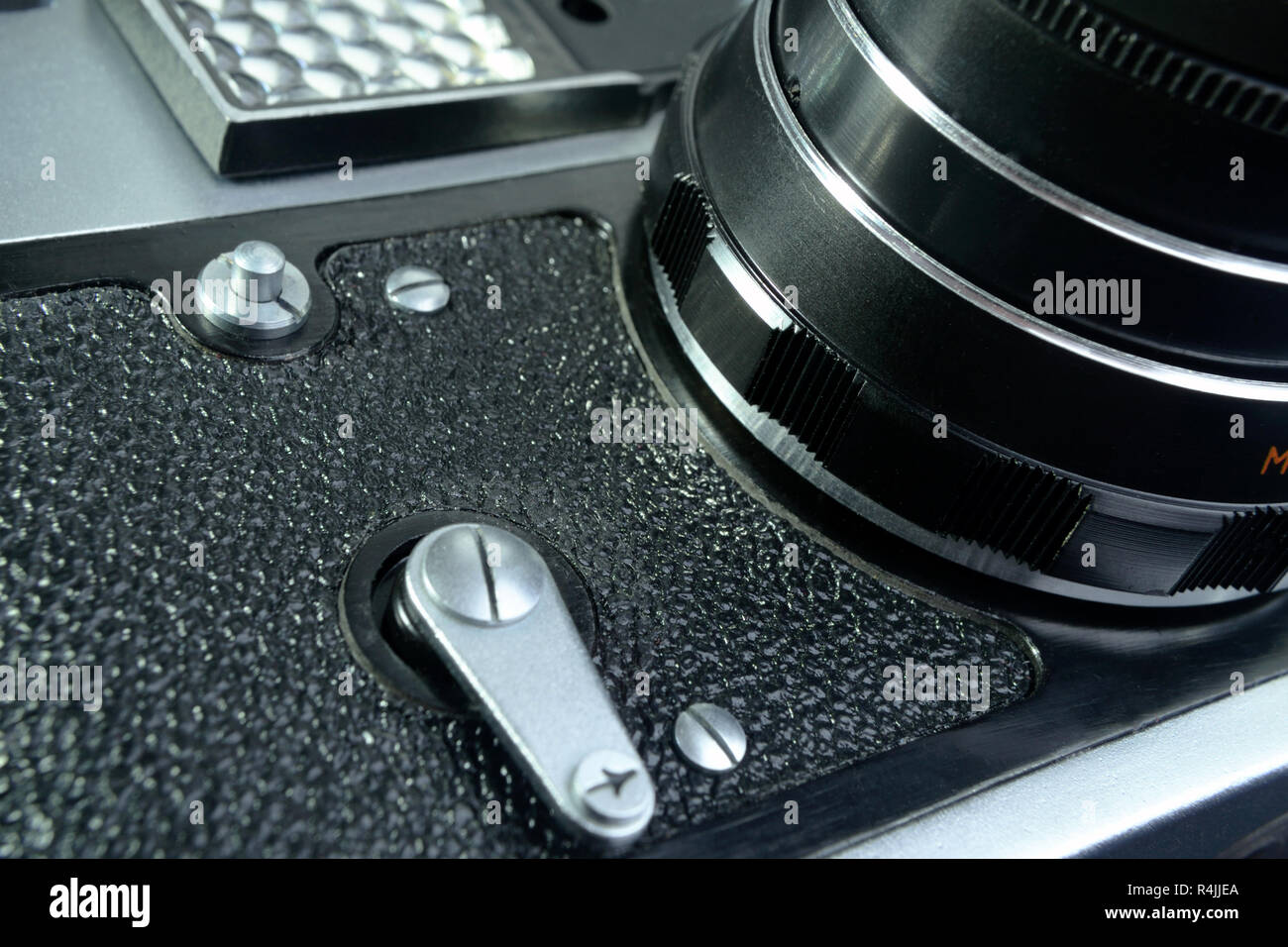 Mechanical SLR camera front view close up Selective focus Stock Photo ...