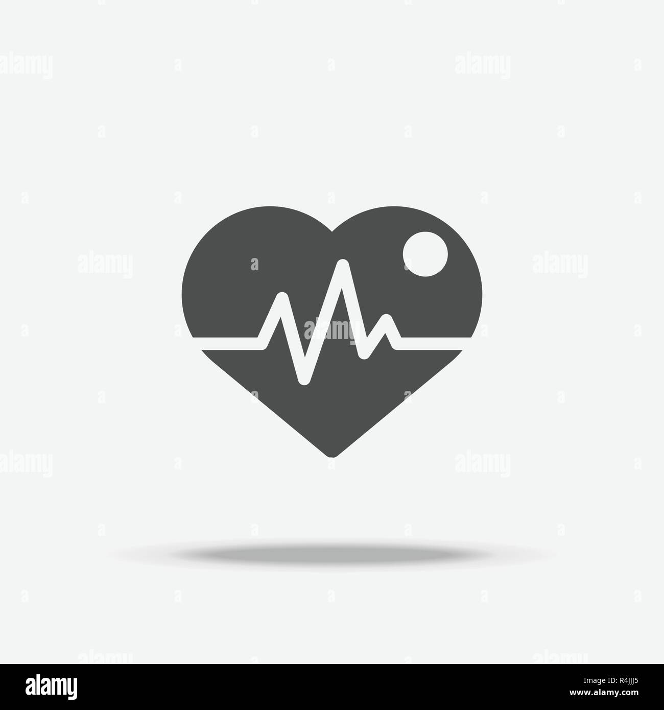 Heart with pulse icon. Flat design vector with shadow. Black theme ...