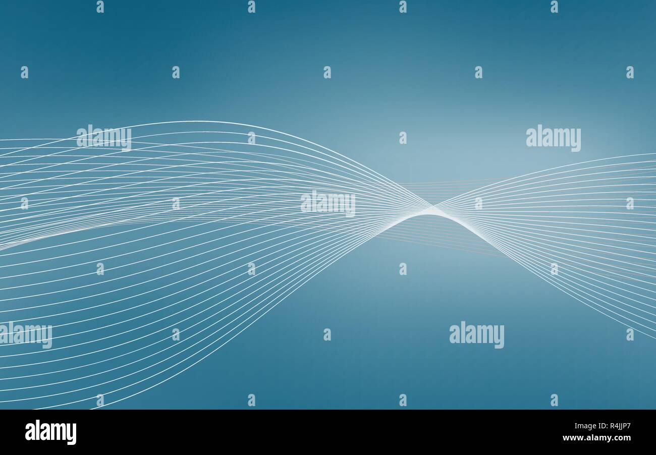 Abstract Blue Wave Forming Dynamic Vector Background With Lines Vector Illustartion For