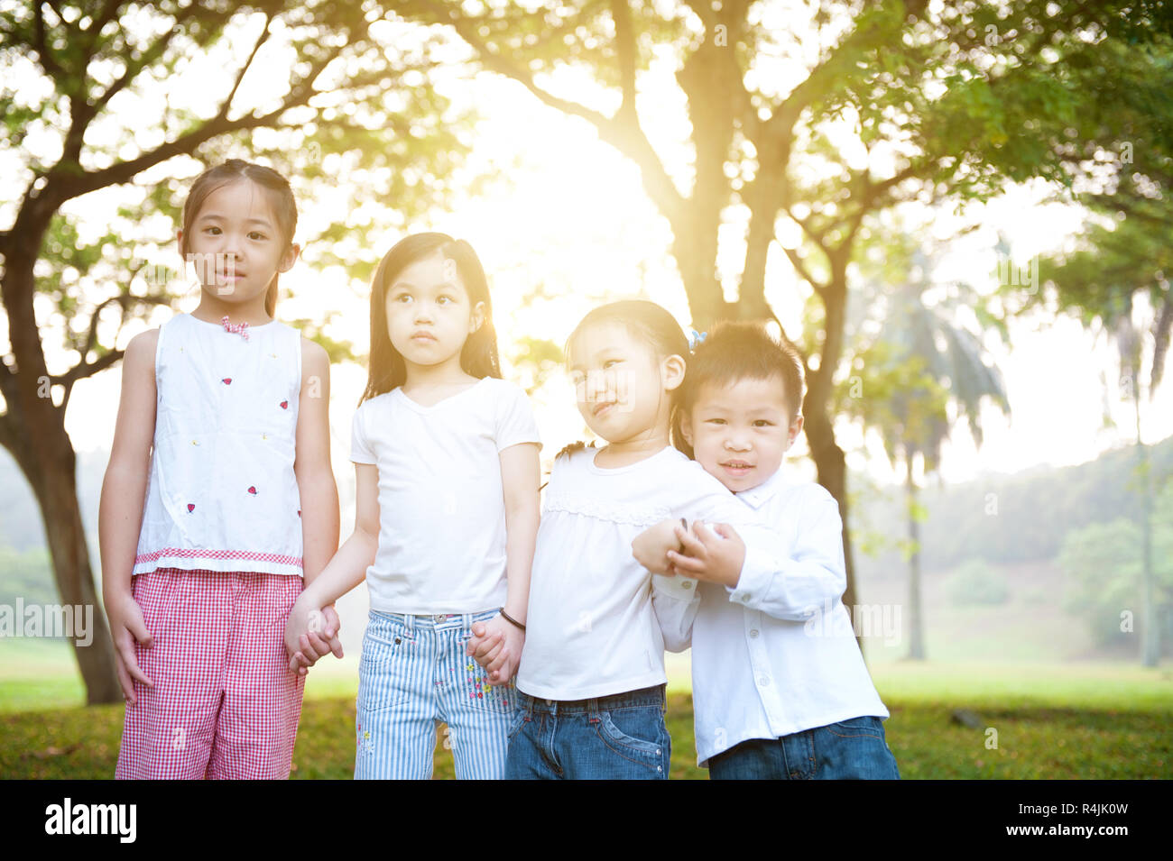 Group of Asian kids outdoor portrait Stock Photo - Alamy