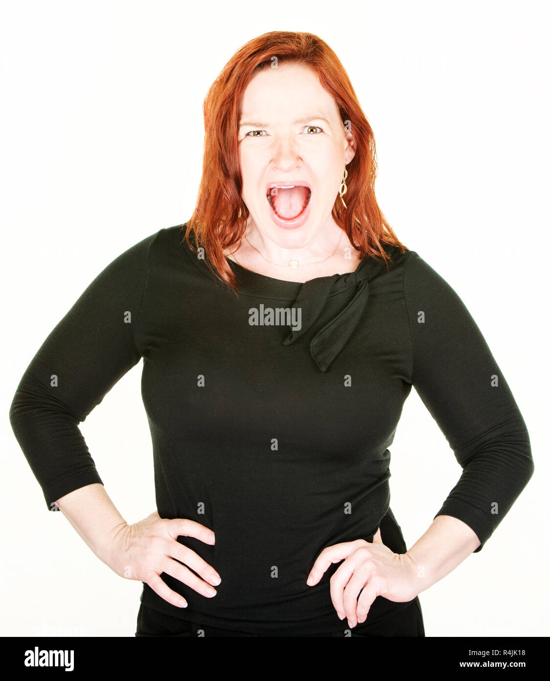 Woman swearing black and white hi-res stock photography and images - Alamy