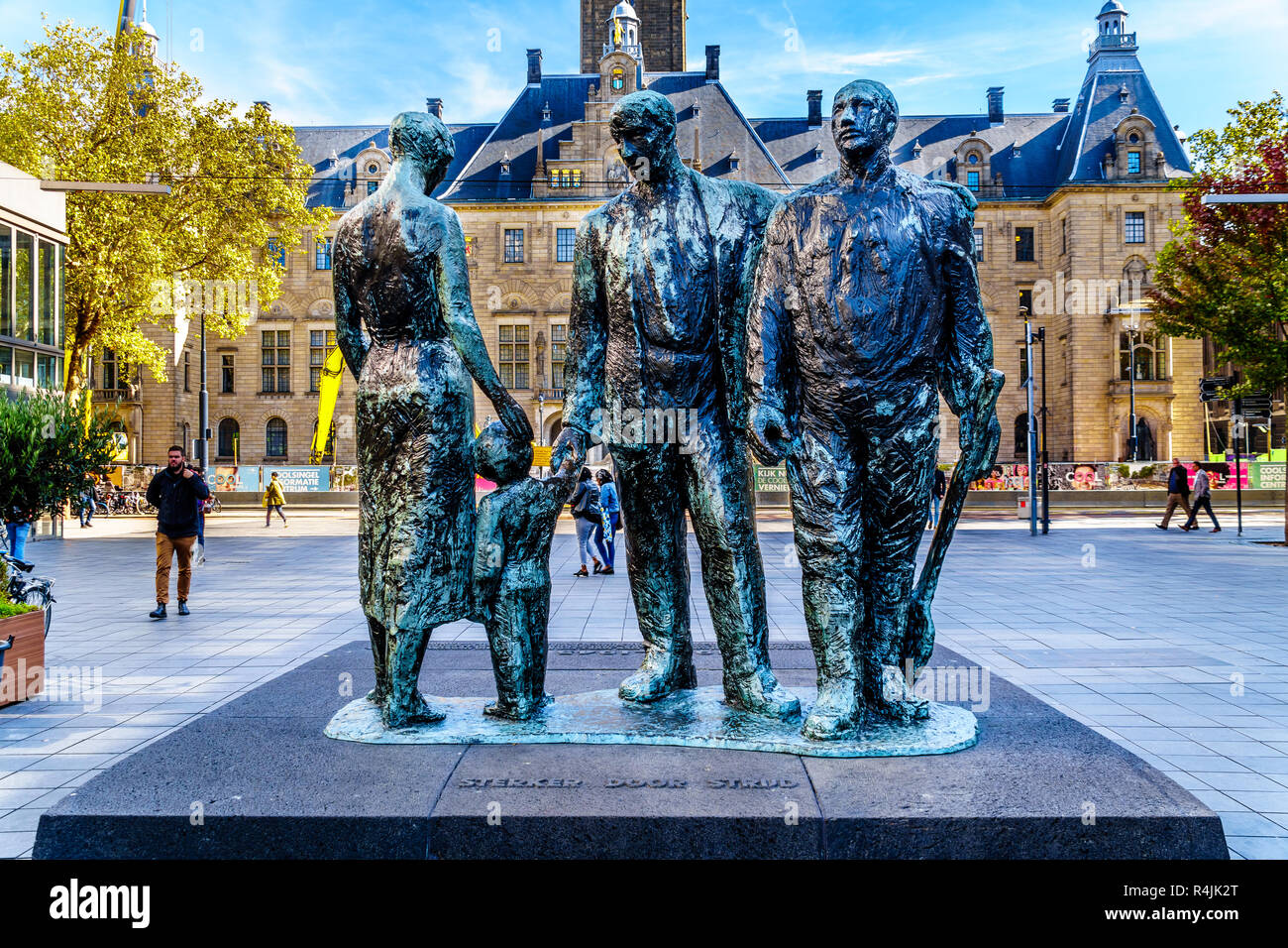 War memorial 'Sterker door Strijd' in remembrance of the rebuilding of ...
