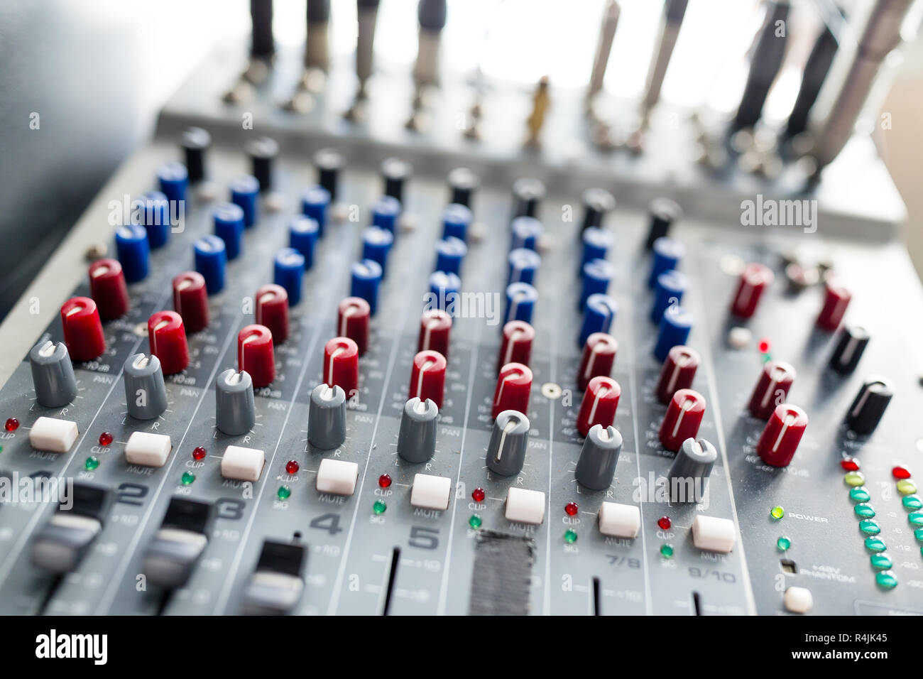 Equalizer volume on Audio mixer Stock Photo - Alamy