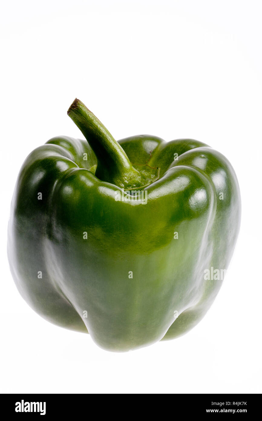 single vegetable of green pepper isolated on white background Stock ...