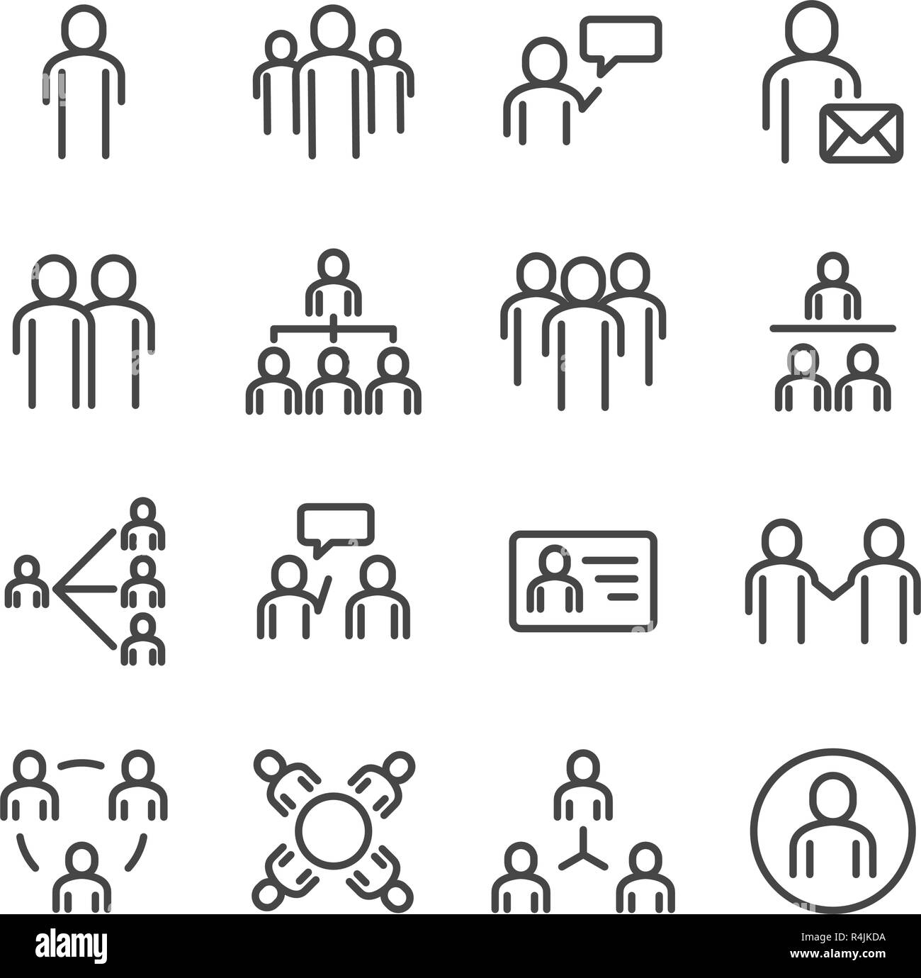 People and social icon set. Thin line icon theme. Outline stroke symbol ...