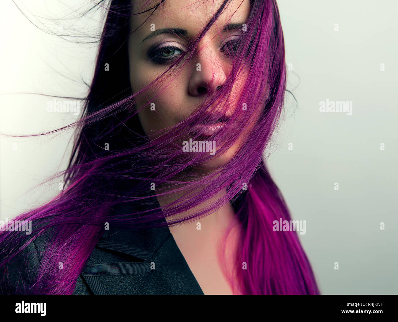 dramatic portrait girl with styling red hair Stock Photo - Alamy