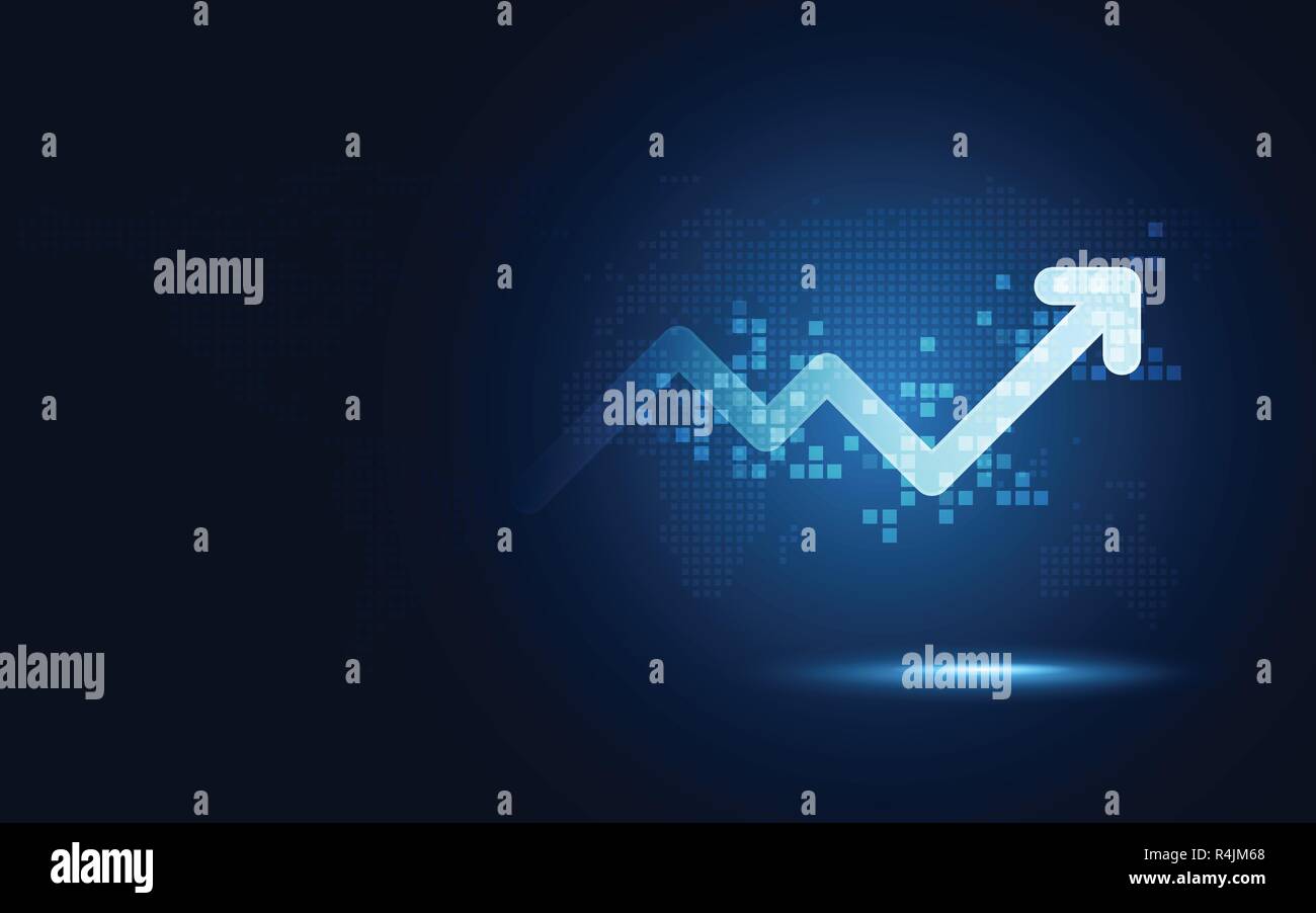 Futuristic raise arrow chart digital transformation abstract technology background. Big data and ...