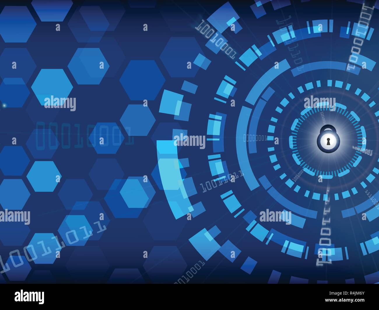 Blue Cyber Security Background with lock and digital, Technology and ...