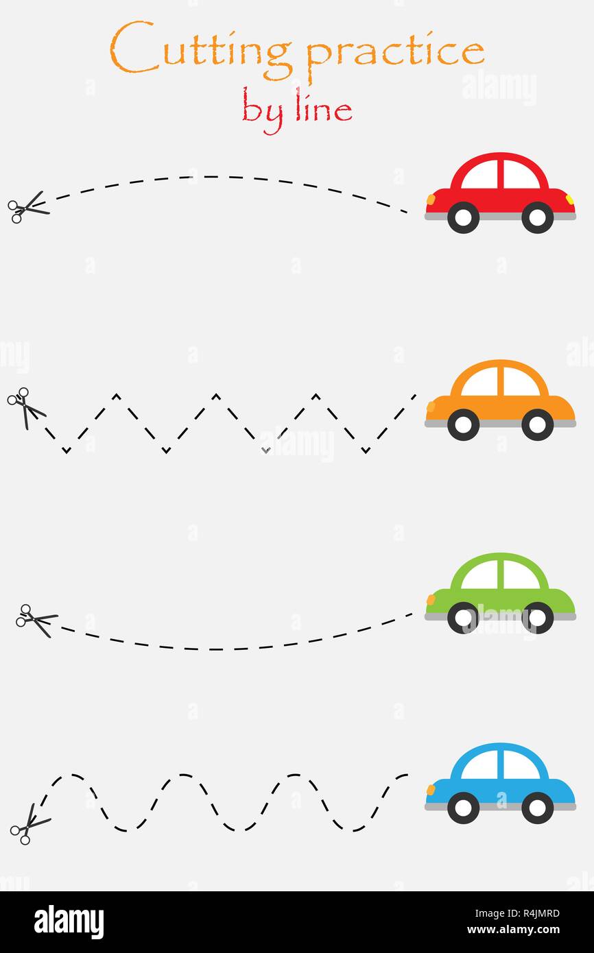 Cars in cartoon style, education cut game for the development of ...