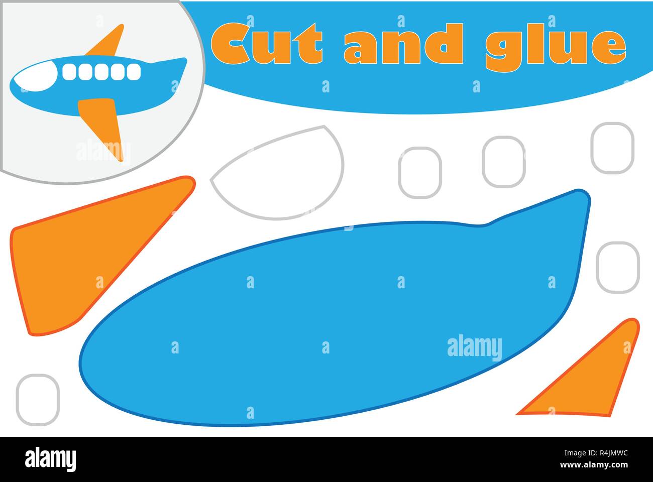 Plane in cartoon style, education game for the development of preschool ...