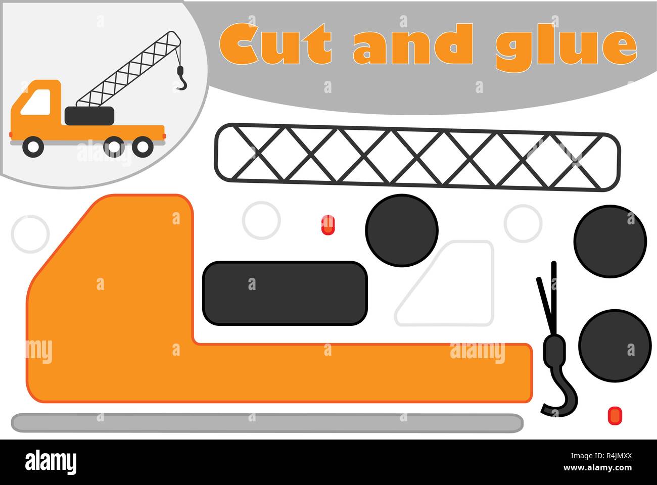 Ttruck crane in cartoon style, education game for the development of ...