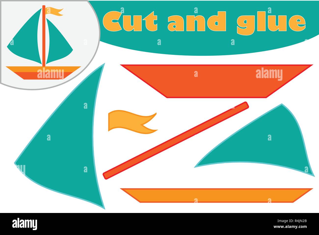 Ship in cartoon style, education game for the development of preschool ...