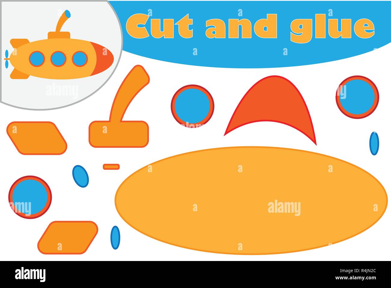 Submarine in cartoon style, education game for the development of ...