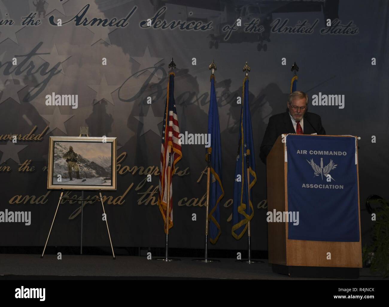 U.S. Air Force Chief Master Sgt. (ret.) Wayne Norrad, speaks at the Air ...