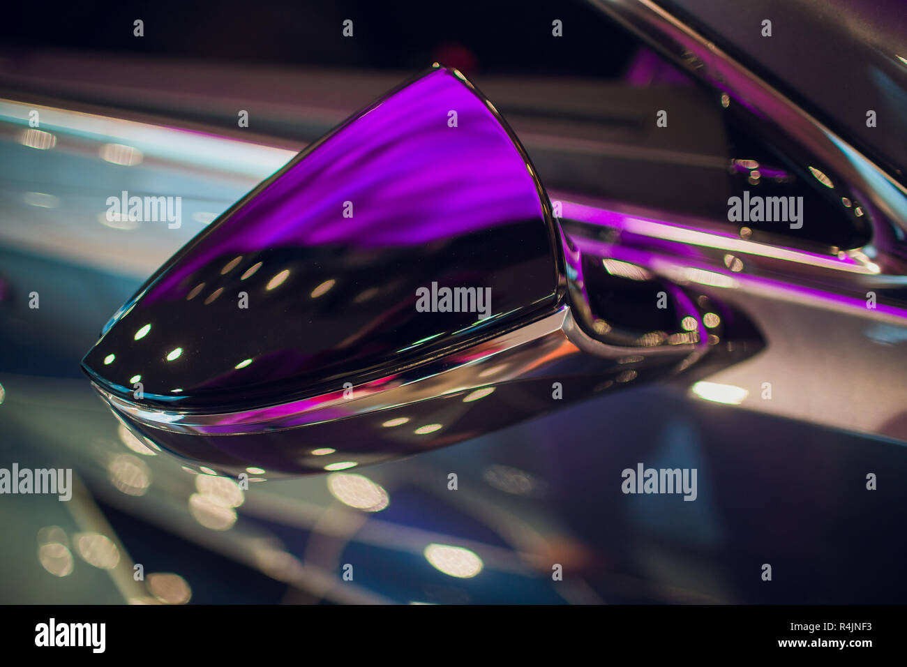 Side car mirror close-up. Details of silver car Stock Photo - Alamy