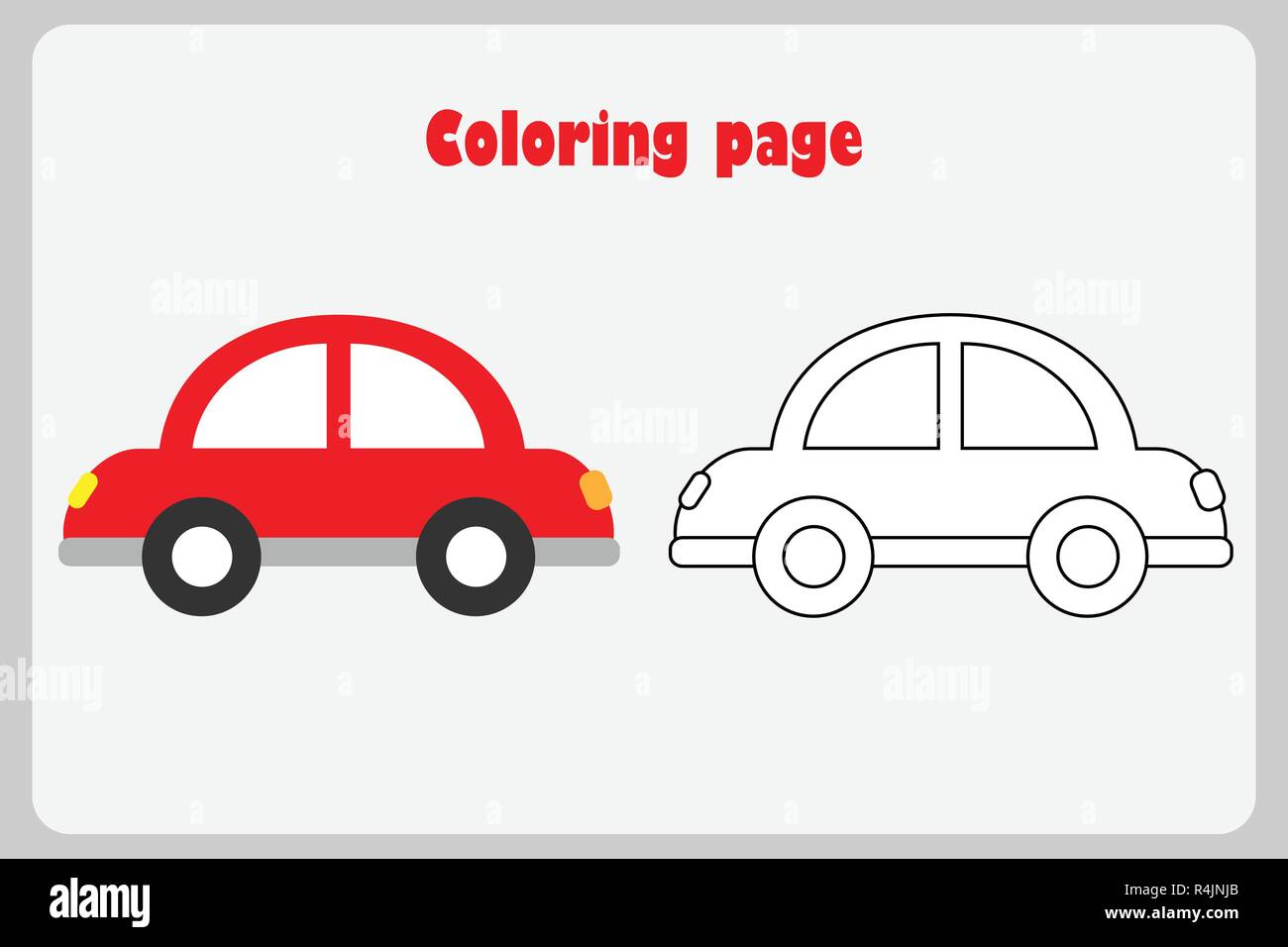Car in cartoon style, coloring page, education paper game for the ...