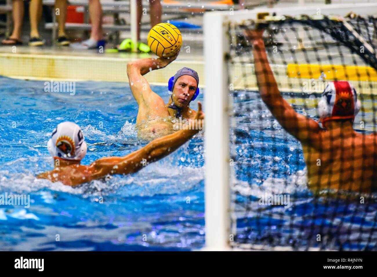 U.S. Air Force Academy -- Michael Miller shoots and scores a goal ...