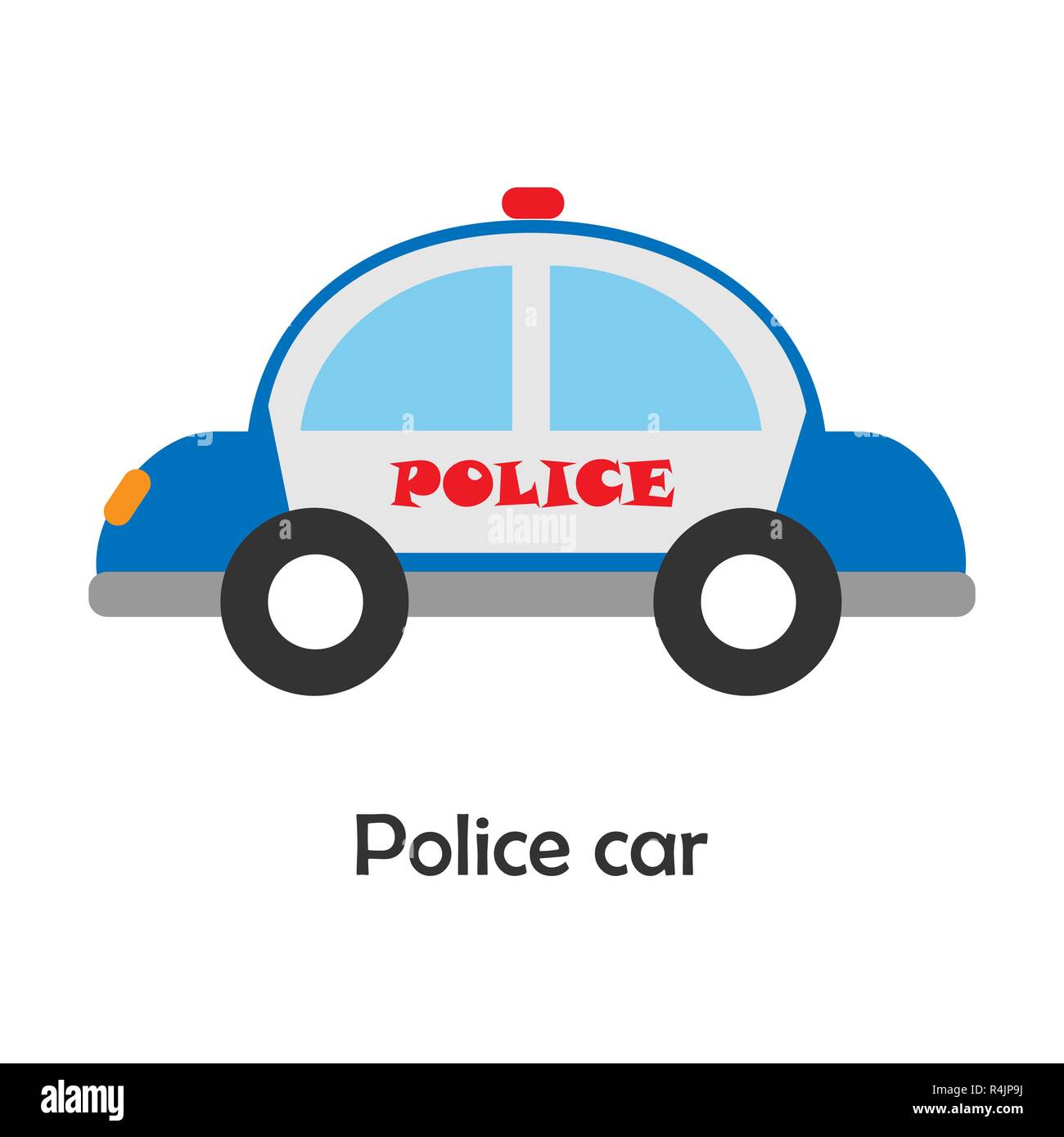 Police car in cartoon style, card with transport for kid, preschool ...