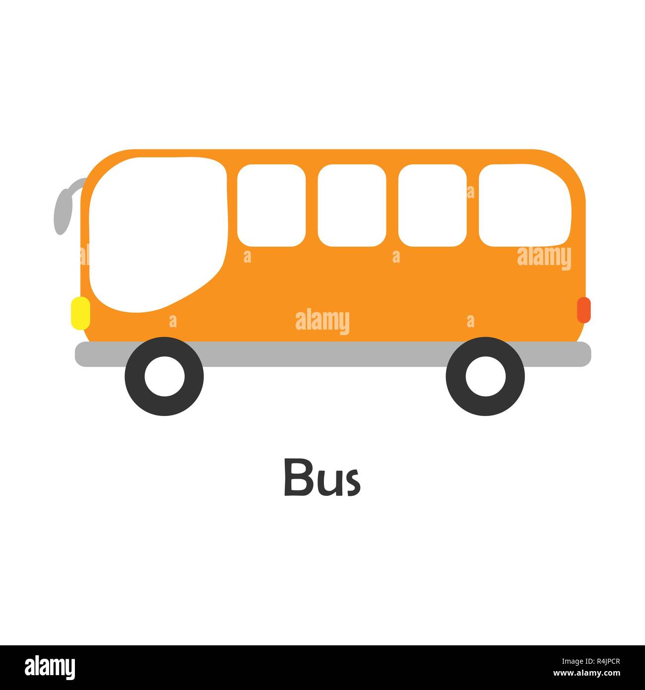 Bus in cartoon style, card with transport for kid, preschool activity ...
