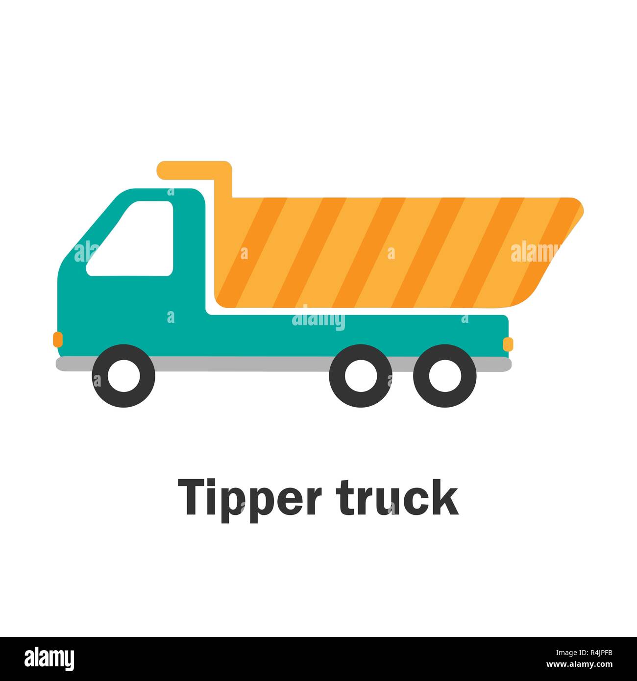 Tipper truck in cartoon style, card with transport for kid, preschool ...