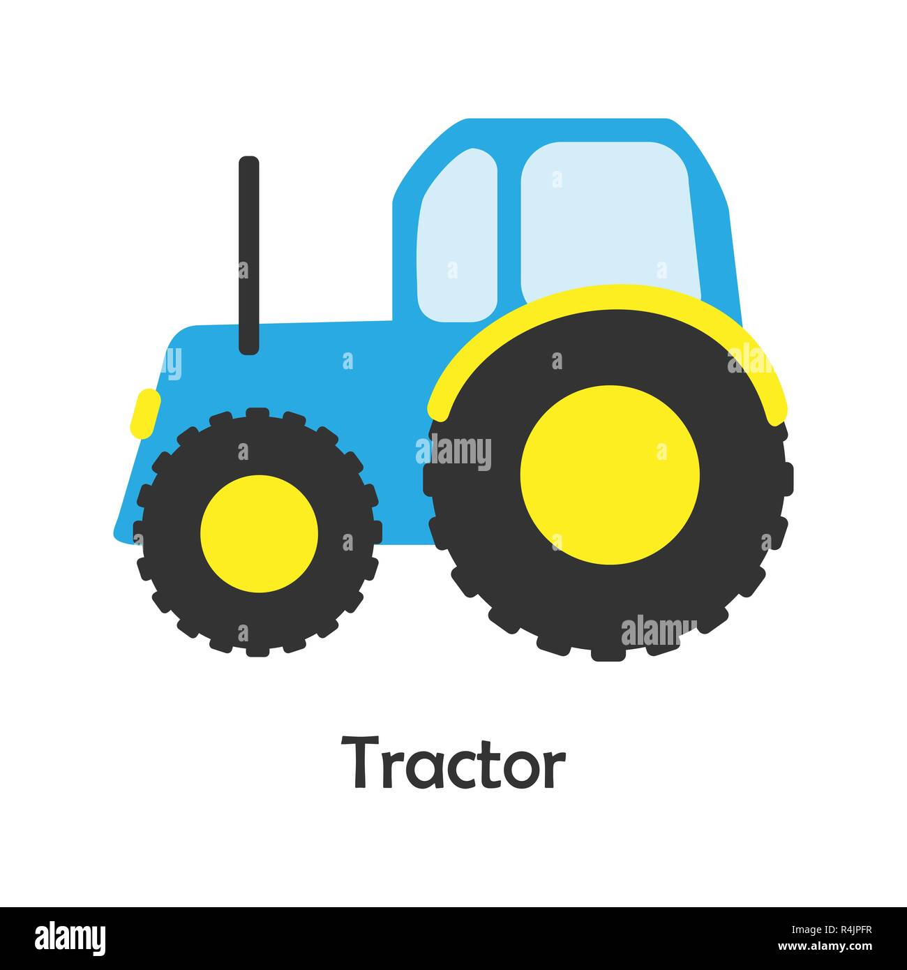 Tractor in cartoon style, card with transport for kid, preschool ...