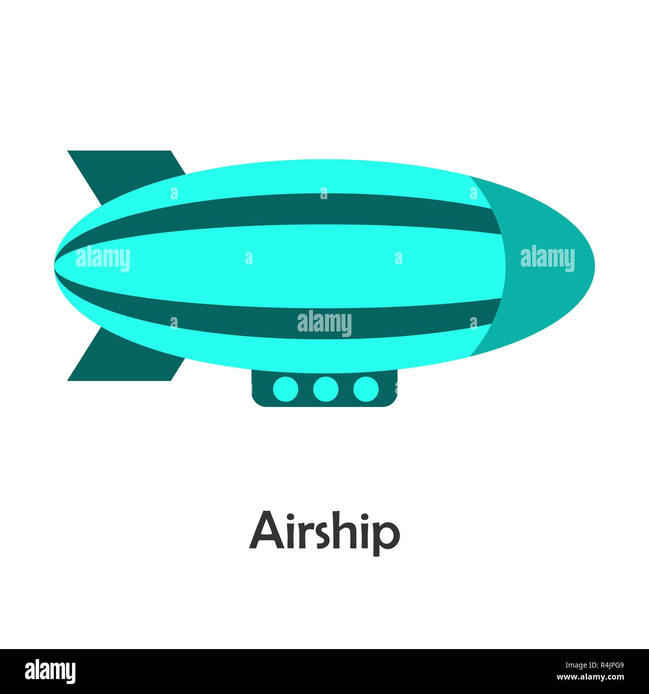 Airship in cartoon style, card with transport for kid, preschool ...