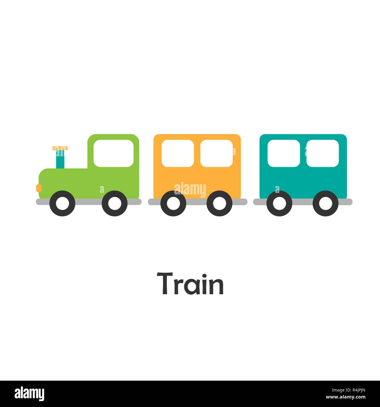 Train in cartoon style, card with transport for kid, preschool activity ...