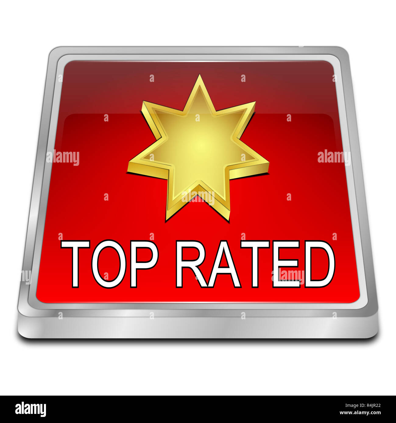 red Top Rated Button - 3D illustration Stock Photo - Alamy