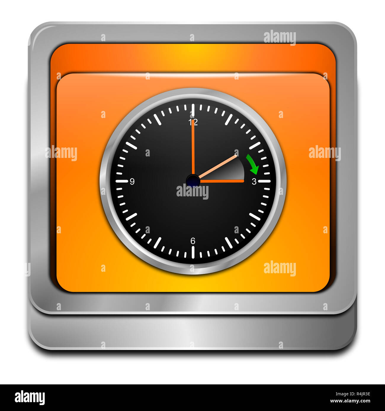 orange Daylight saving time button - 3D illustration Stock Photo - Alamy