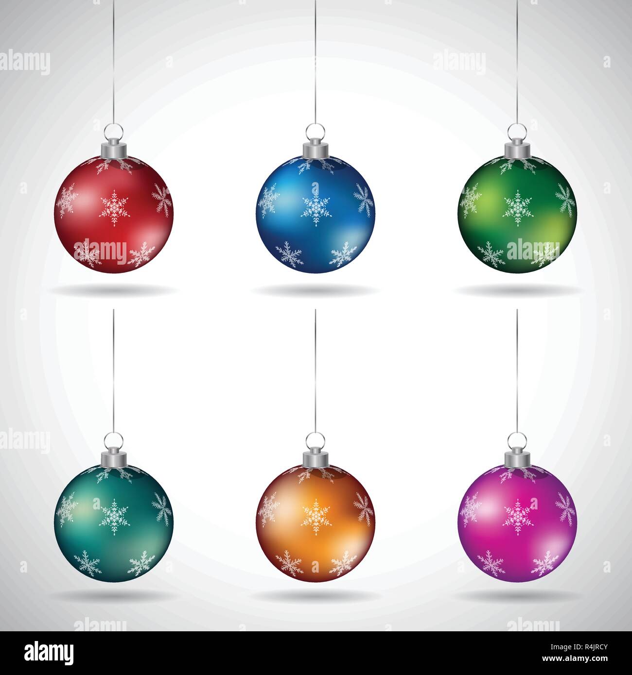 Vector Illustration of Christmas Balls with Various Snowflake Designs ...