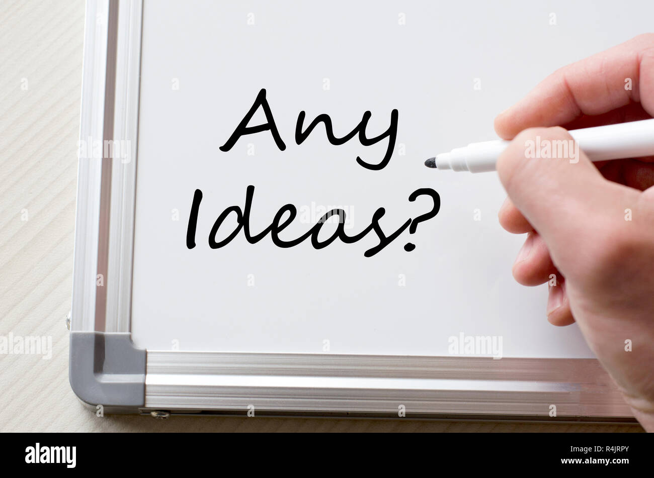 Any ideas written on whiteboard Stock Photo - Alamy