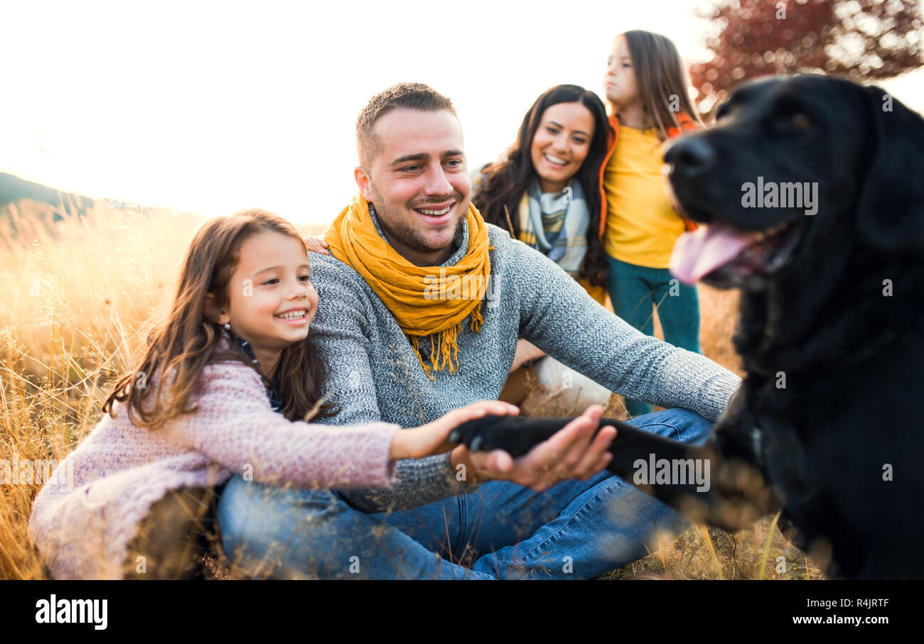Family with two kids and dog hi-res stock photography and images - Alamy