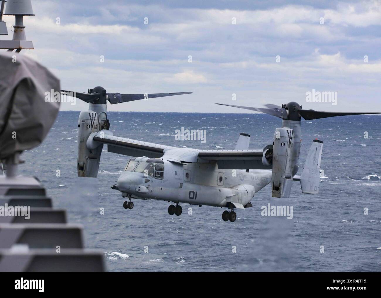 ATLANTIC OCEAN (Oct. 27, 2018) An MV-22B Osprey assigned to the “Black ...