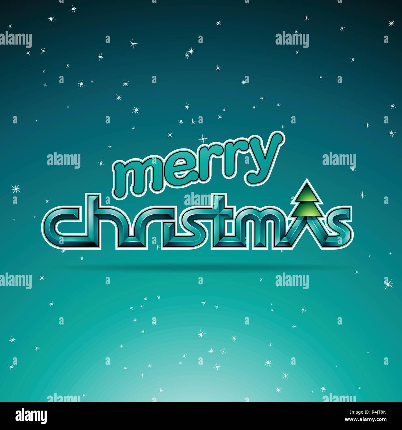 Vector Illustration of Dark Green Glossy Merry Christmas Text Design ...
