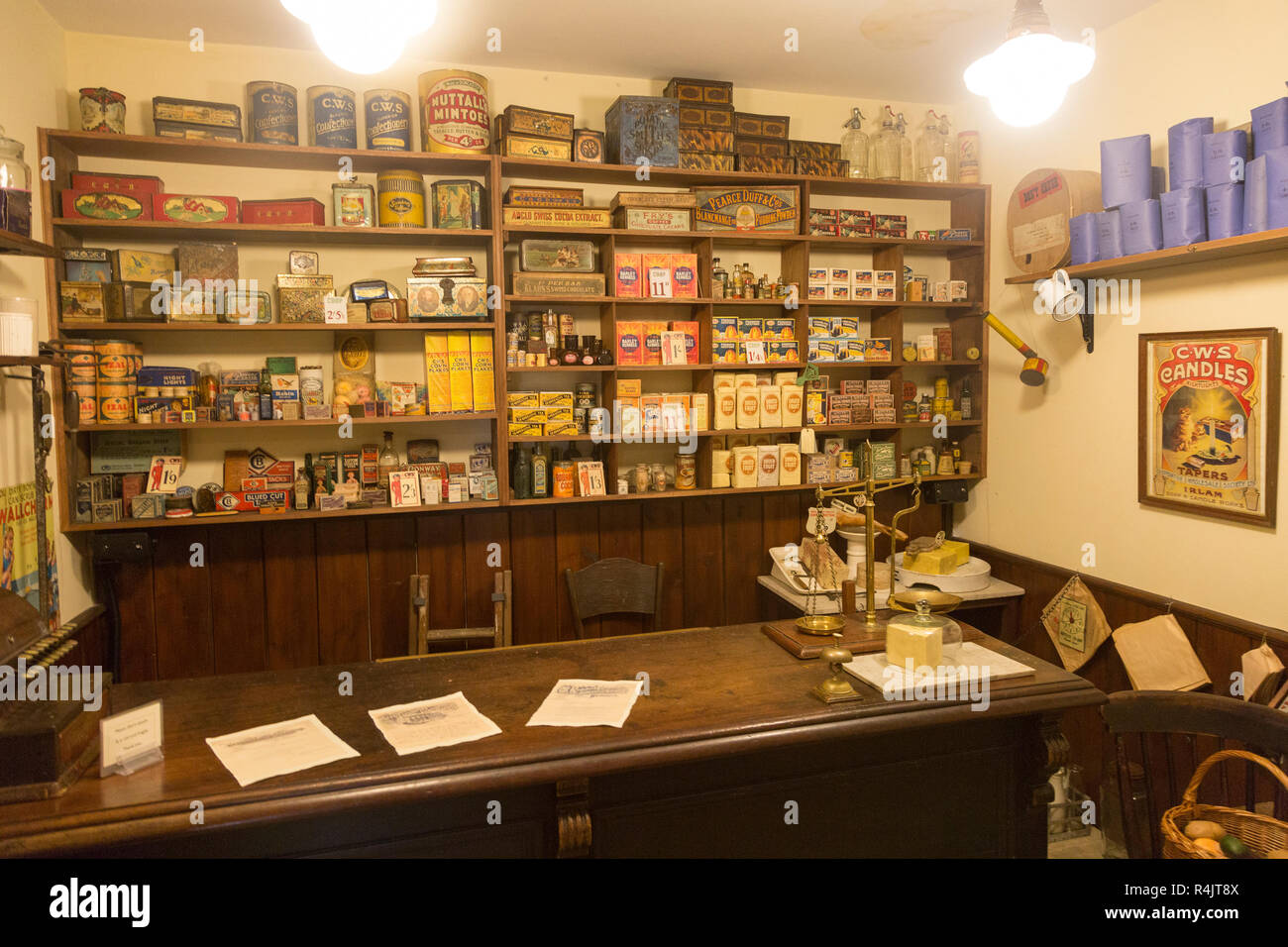 Old Victorian Edwardian shop interior at Radstock museum, Somerset ...