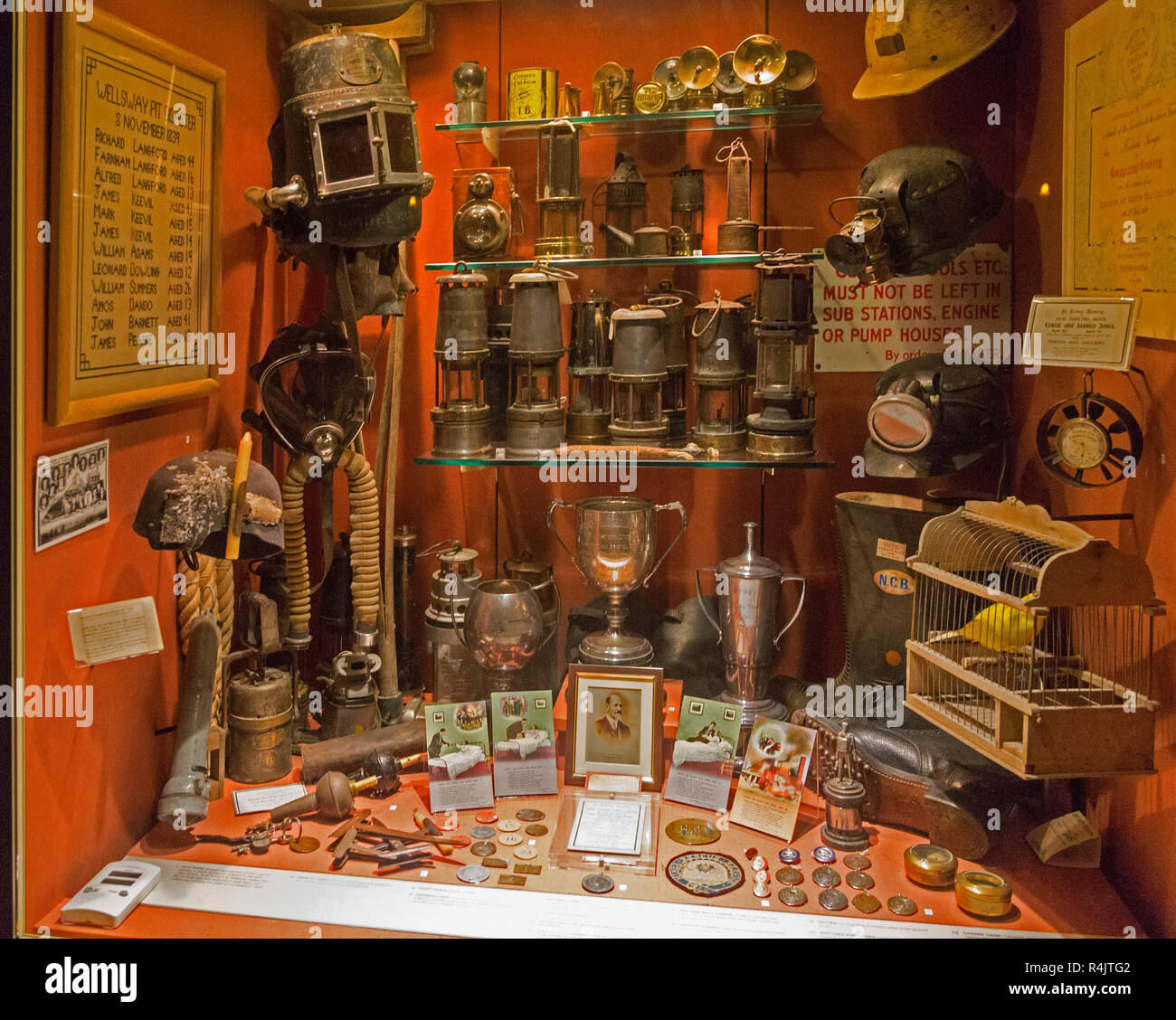 Display cabinet relating to history of coal mining in north Somerset ...