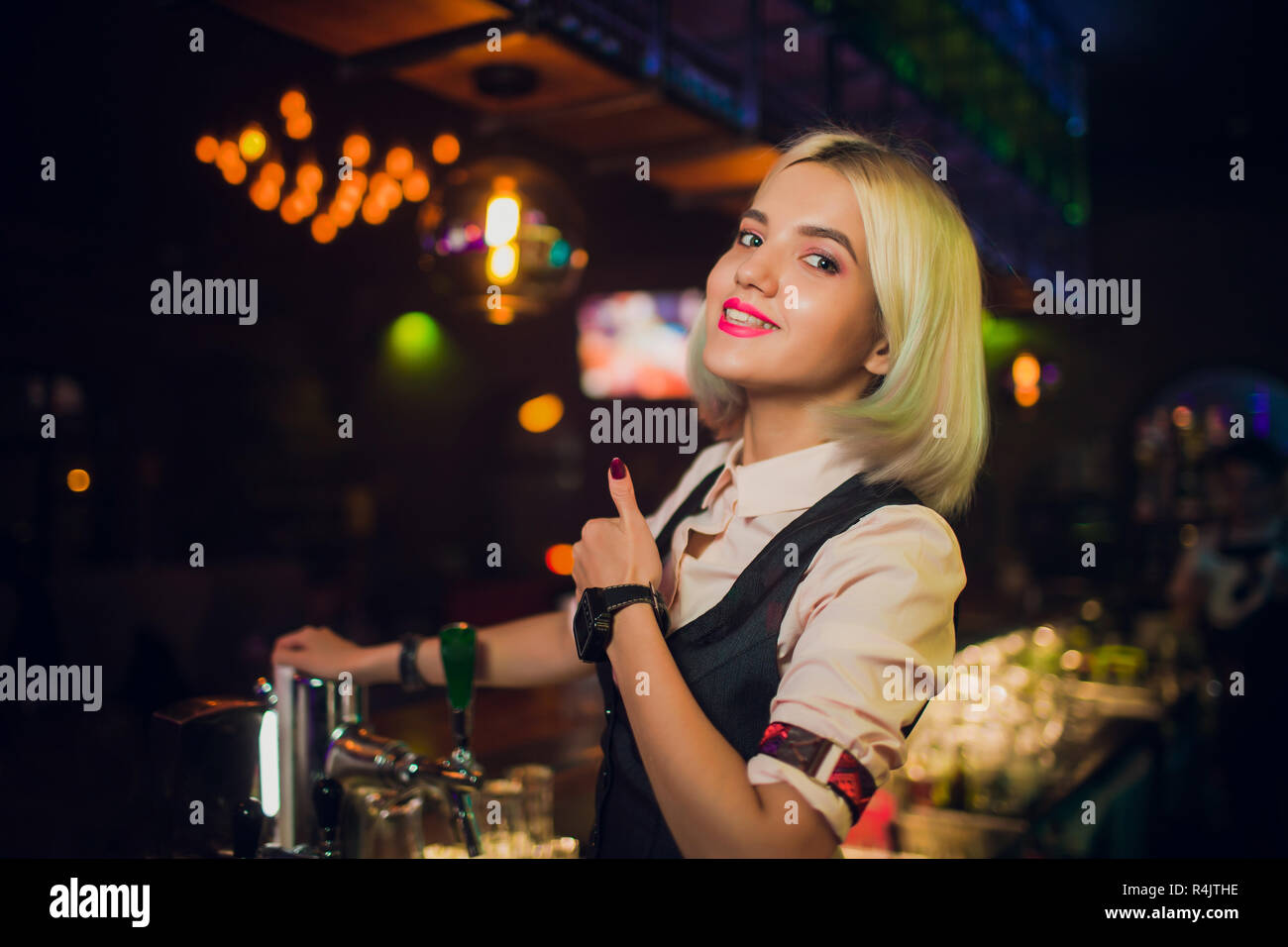 Bartender bottle behind bar hi-res stock photography and images - Alamy