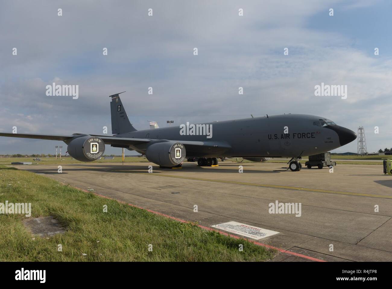 A U.S. Air Force KC-135 Stratotanker ( Tail #-1493) assigned to the 100th Air Refueling Wing ...